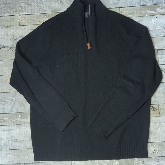 J. Crew black quarter zip lambswool pull over sweater